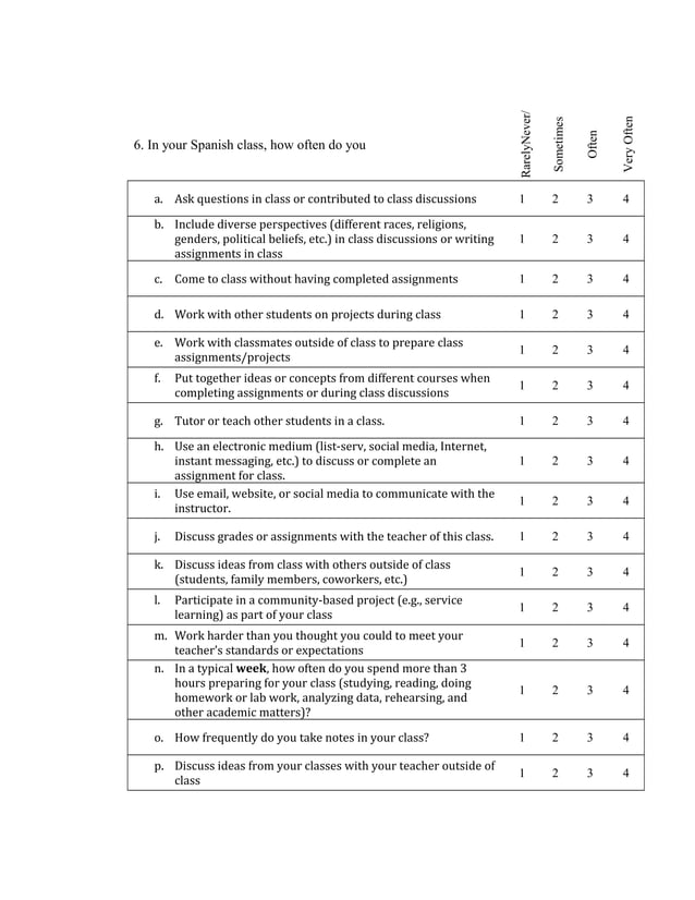 General student engagement survey | DOC