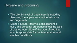 General survey for health assessment fundamental of nursing | PPTX