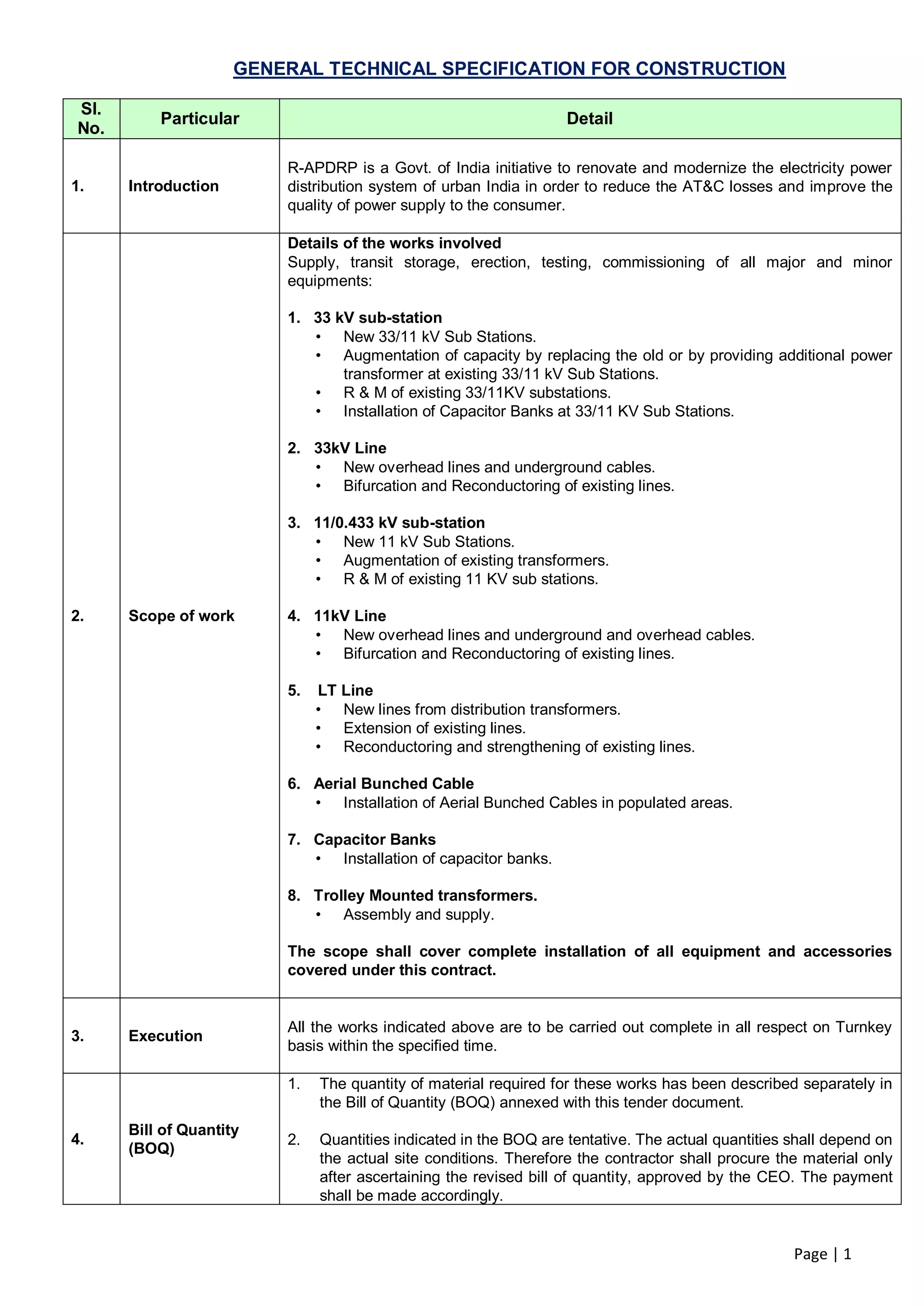 General technical specification for construction | PDF