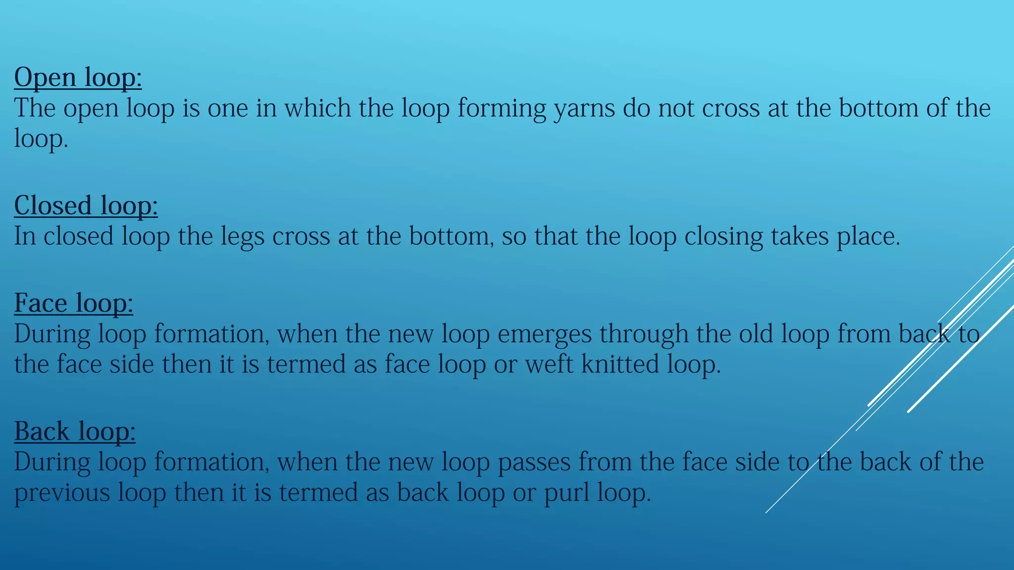 General terms and principles of knitting technology(loop, sinker and ...