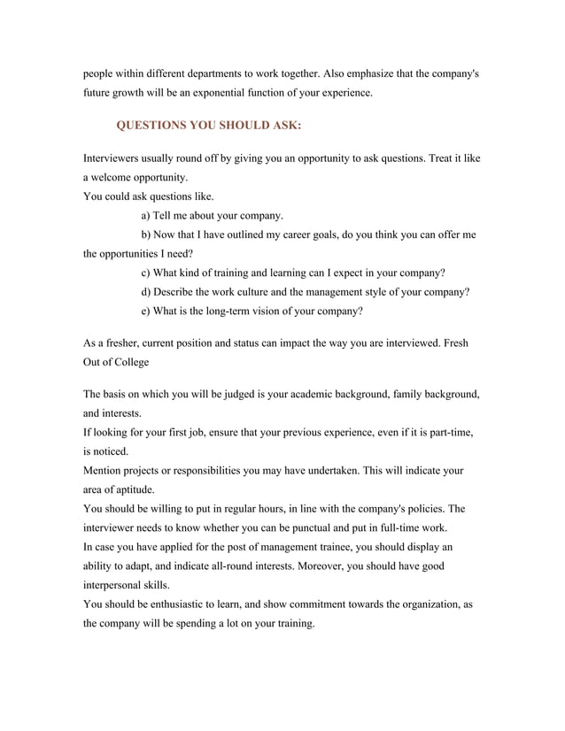 General Tips To Overcome An Interview | PDF