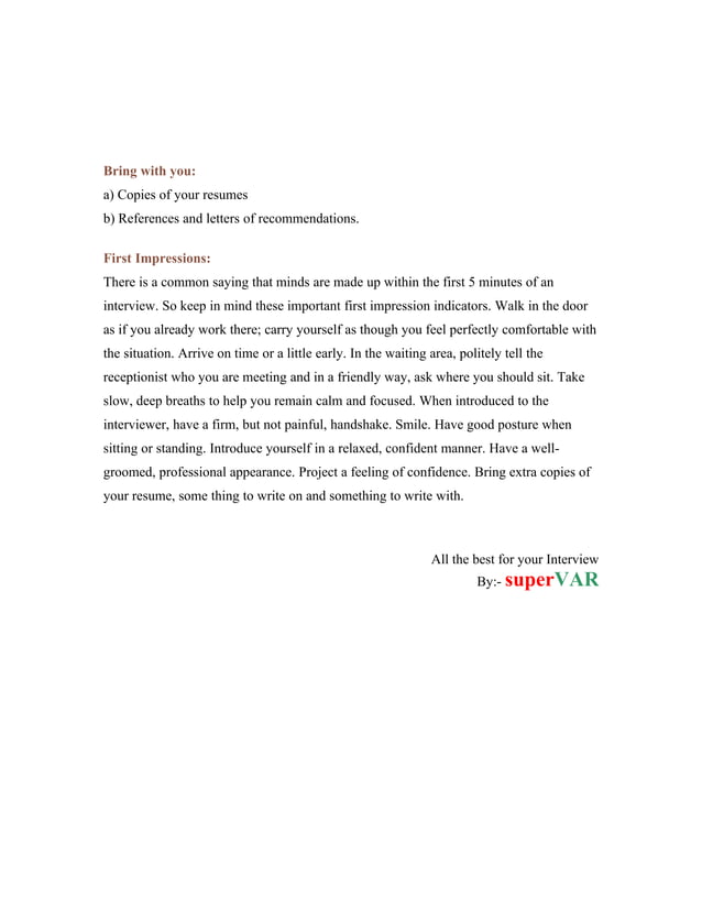 General Tips To Overcome An Interview | PDF