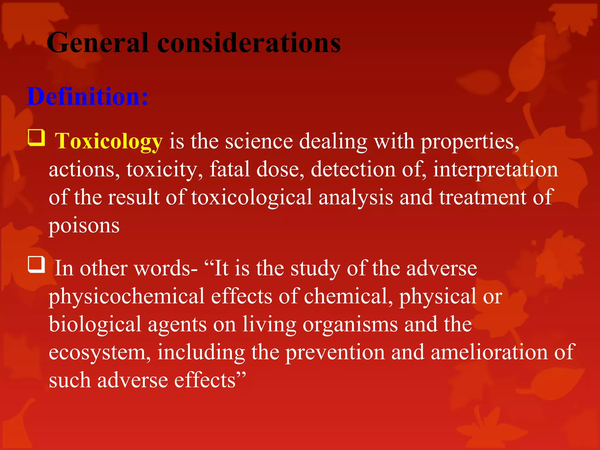 Introduction to General toxicology | PPT