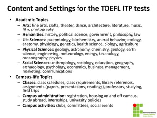 General view of the TOEFL ITP | PPTX