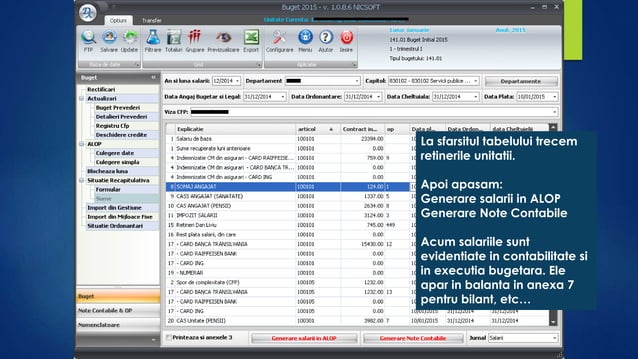 Generare alop si note contabile pentru salarii bugetari | PPT