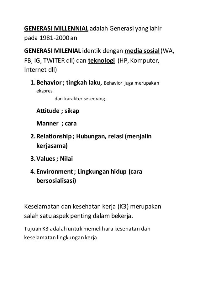 Generasi millennial adalah generasi yang lahir pada 1981 | PDF