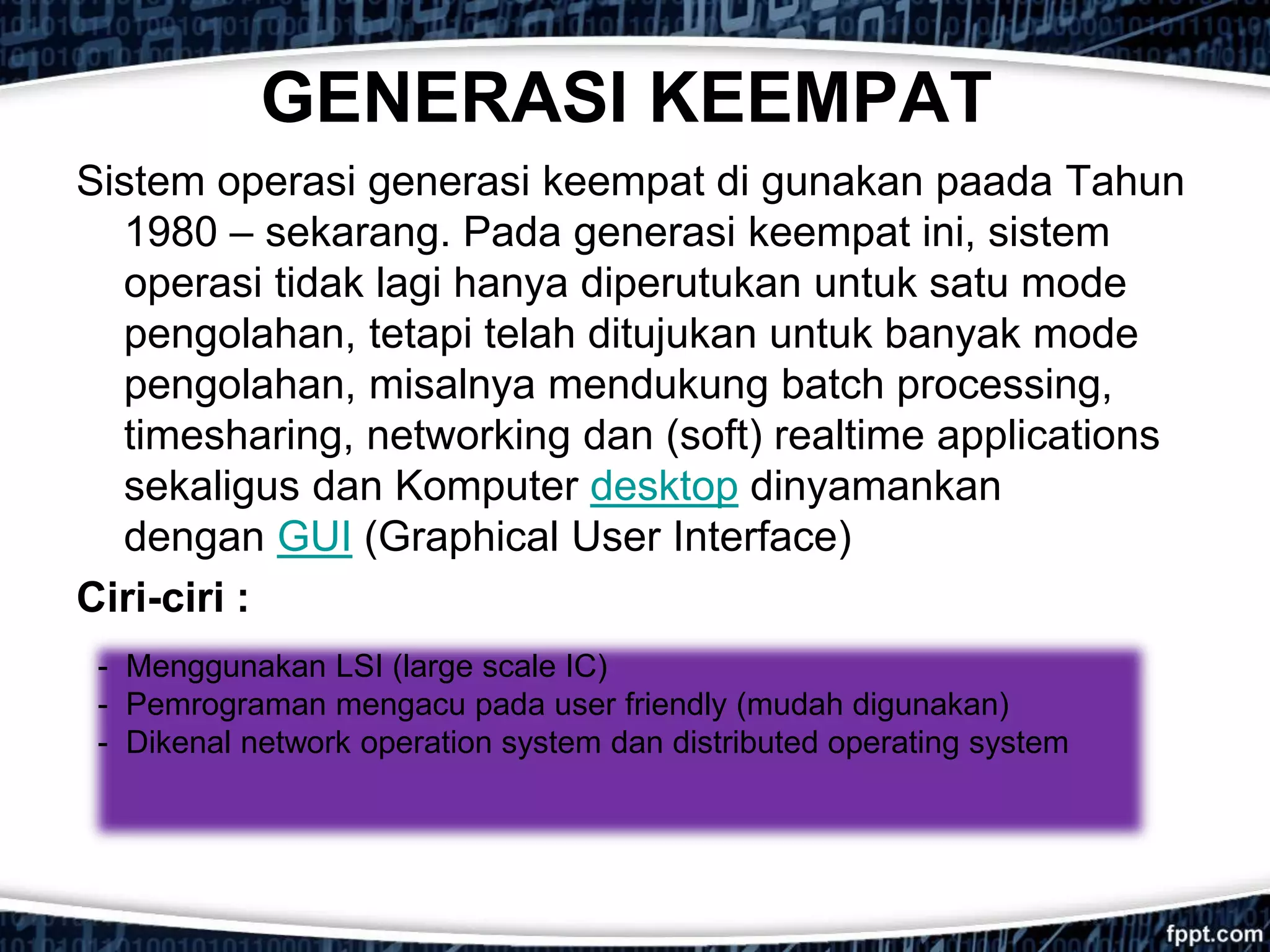 Generasi sistem operasi | PPTX