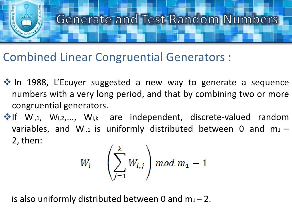 Generate and test random numbers Generate and test random numbers