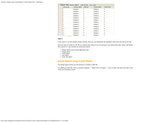 Generate a report using crystal reports in visual studio 2010 code project | PDF | Databases ...