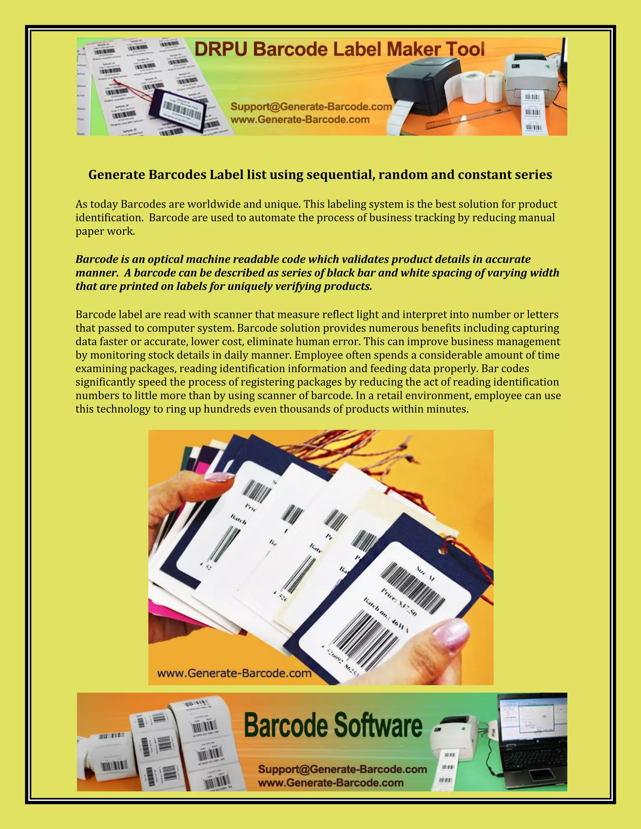 Generate barcodes label list | PDF | Desktop Publishing | Computer Software and Applications