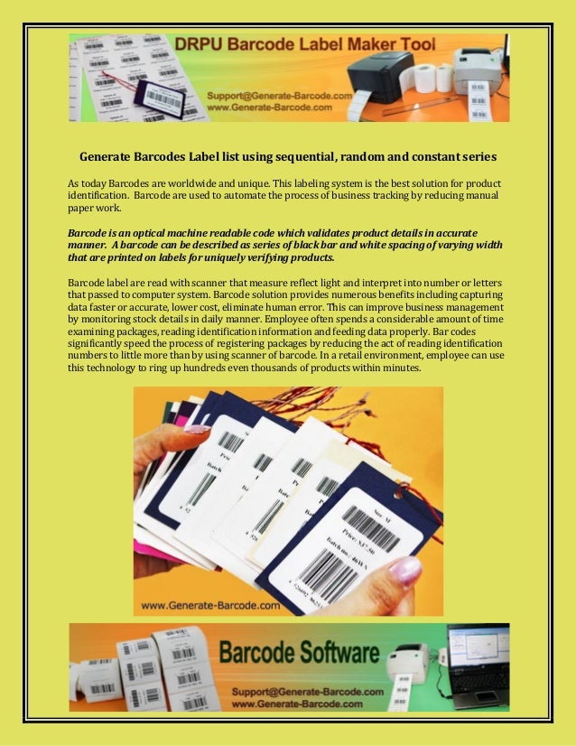 Generate Barcodes Label List