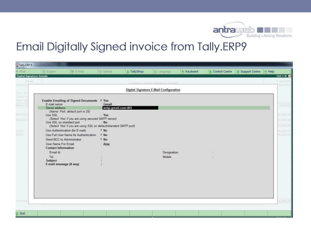 Generate Digitally Signed invoice Tally.ERP9