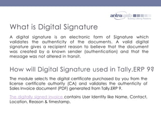 Generate Digitally Signed invoice Tally.ERP9