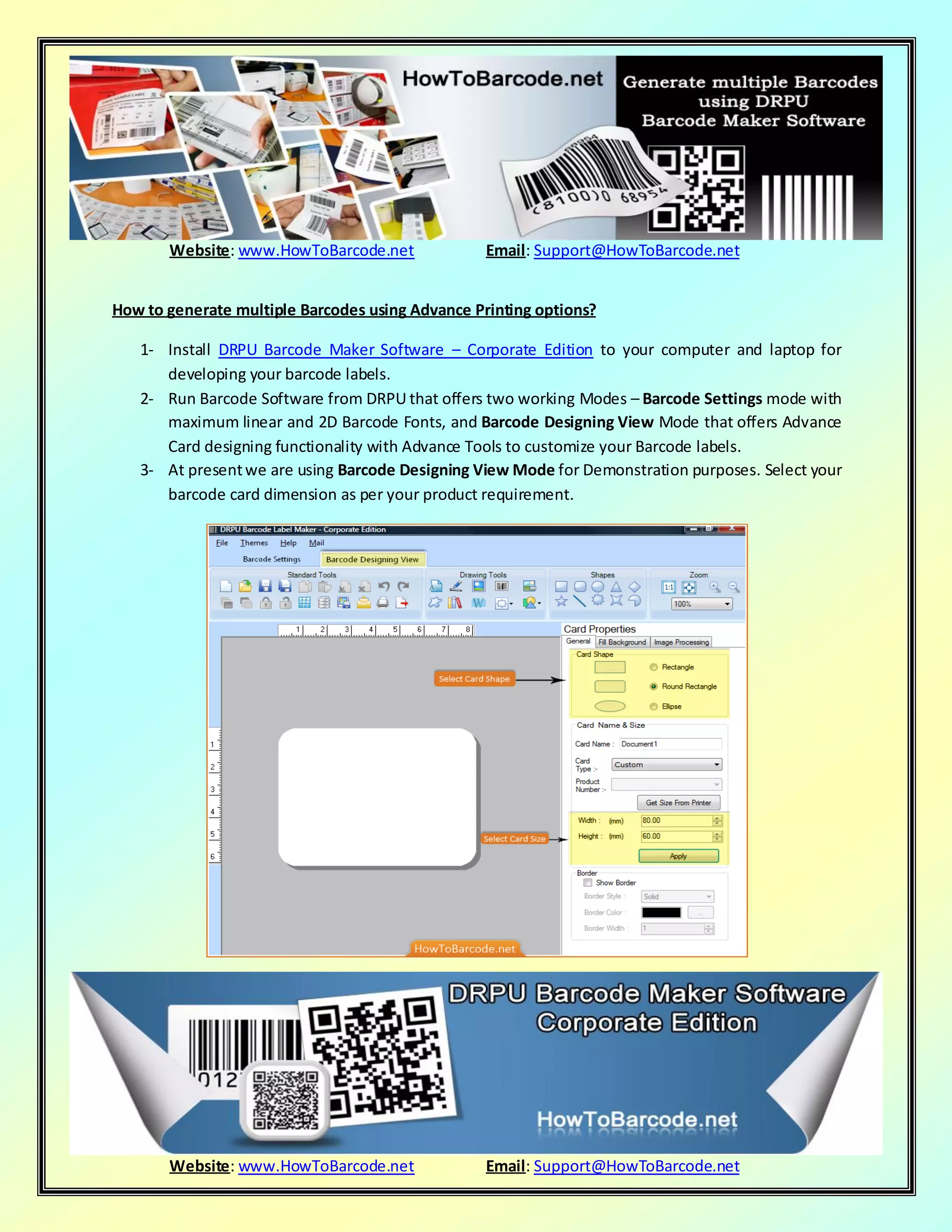 Generate multiple barcodes using advance printing options of drpu barcode maker software | PDF