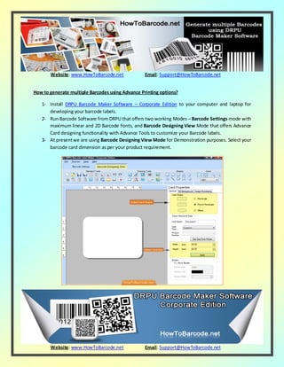 Generate multiple barcodes using advance printing options of drpu barcode maker software | PDF