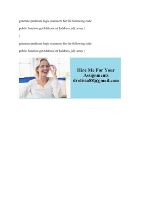 generate predicate logic statement for the following code public funct ...