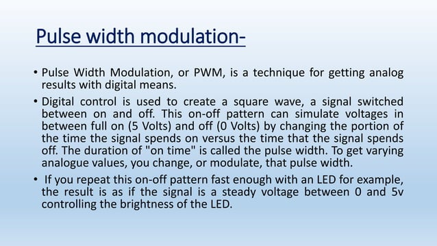 Generate Pwm Signal Through Arduino Of Various Duty Ppt