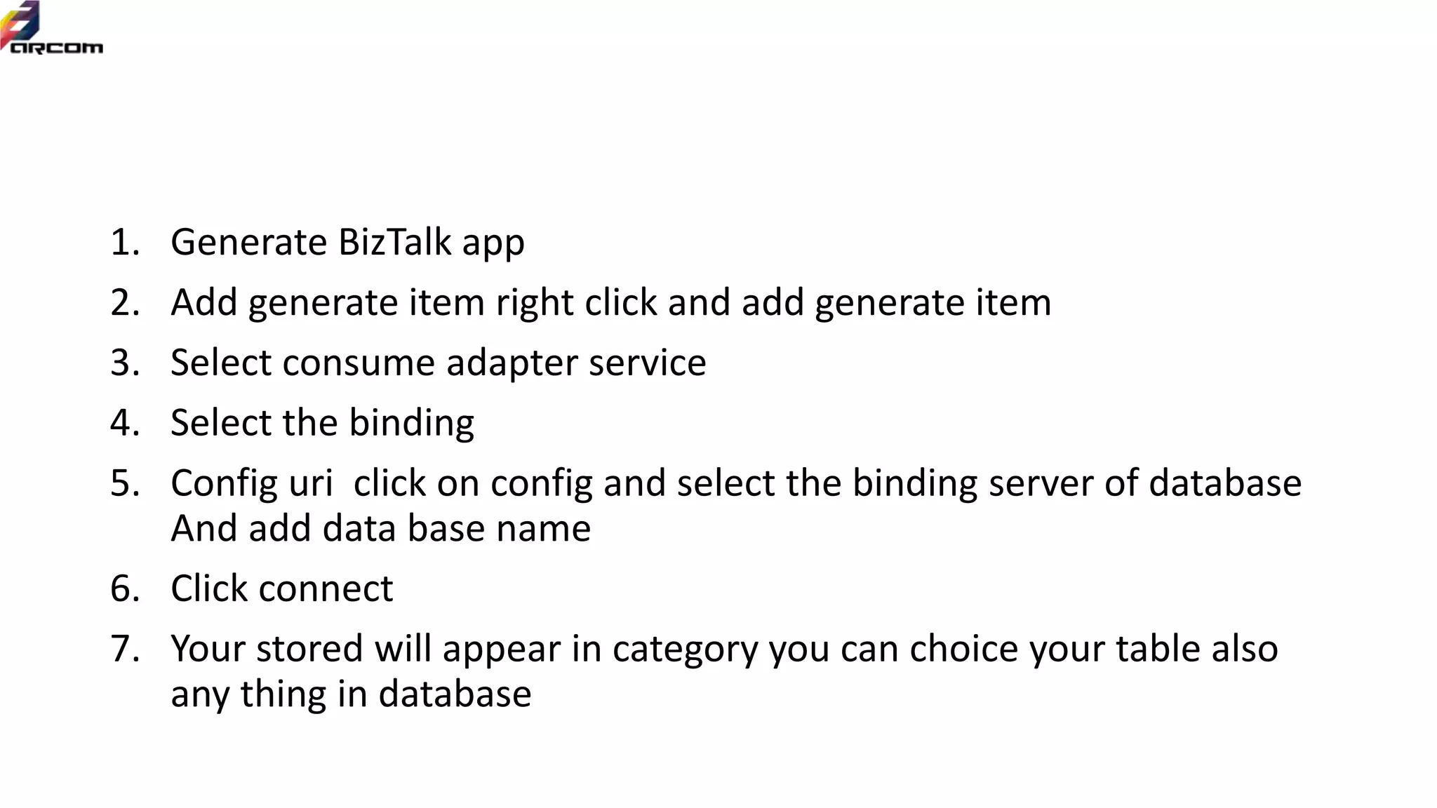 Generate Schema Using Wcf Sql Adapter Pptx Databases Computer Software And Applications