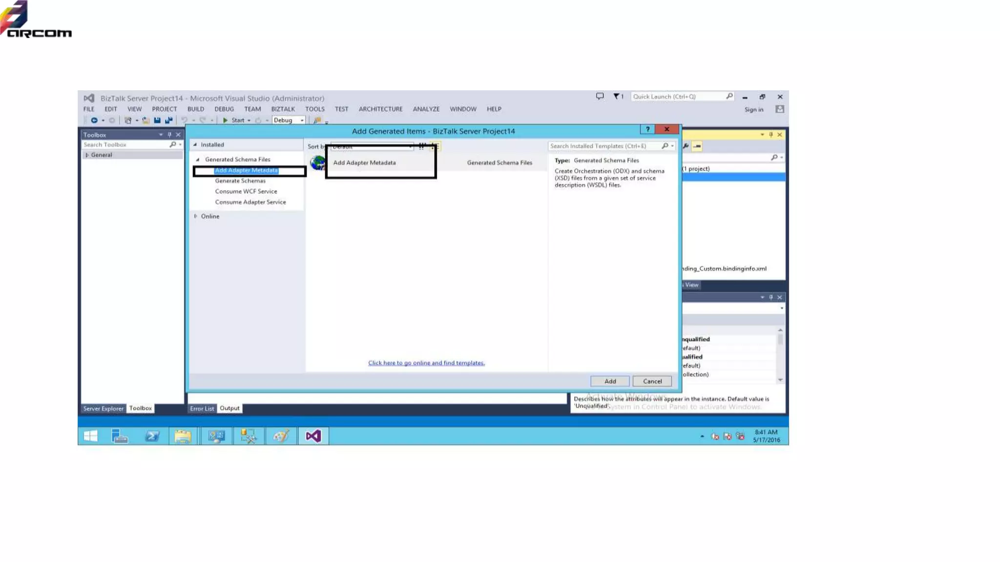 Generate Schema Using Wcf Sql Adapter Ppt