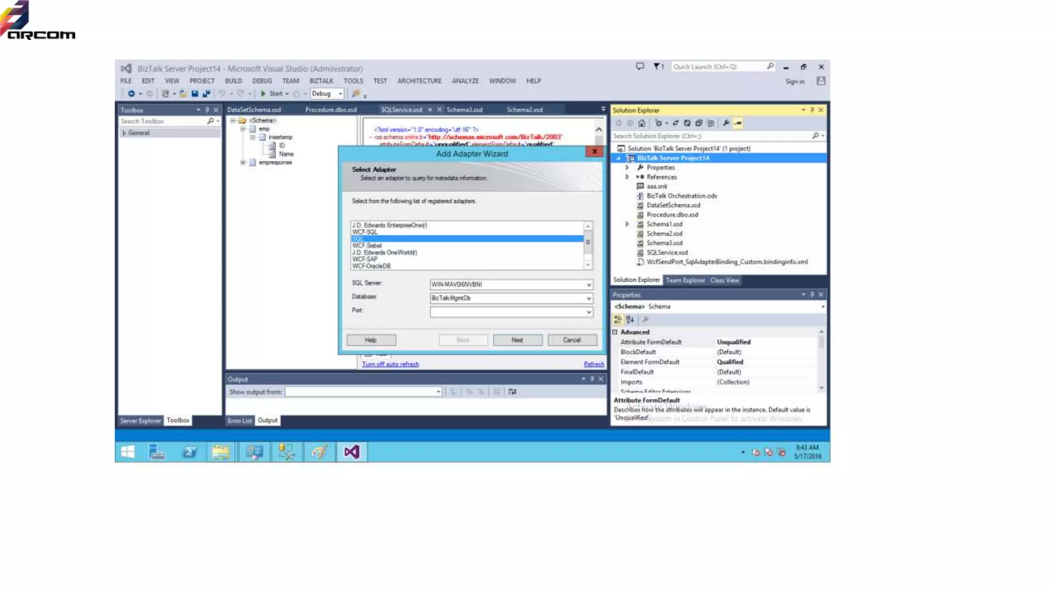 Generate Schema Using Wcf Sql Adapter Ppt