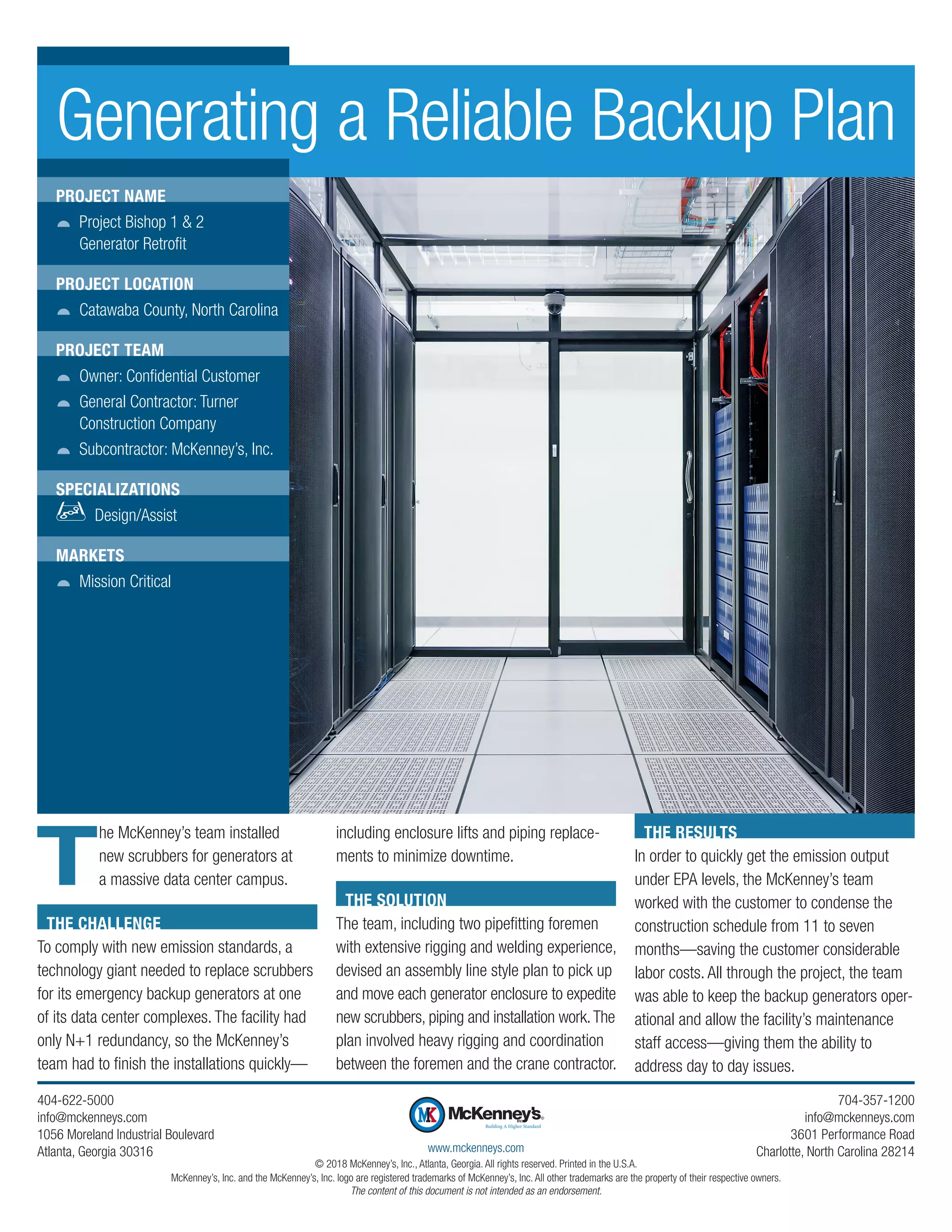 Generating a Reliable Backup Plan - Data Center Retrofit Project | PDF