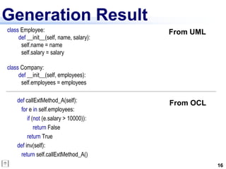 Generating Assertion Code from OCL: A Transformational Approach Based on Similarities of ...