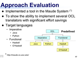 Generating Assertion Code from OCL: A Transformational Approach Based on Similarities of ...