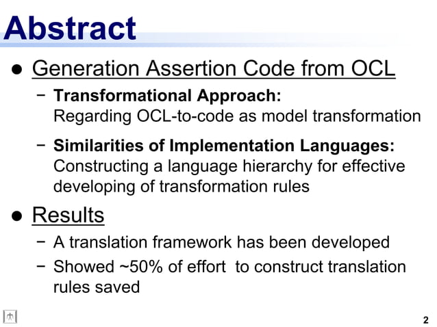 Generating Assertion Code From Ocl A Transformational Approach Based On Similarities Of