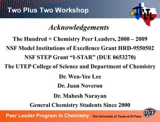 Generating chemistry majors and graduates at utep using plus two pltl | PDF