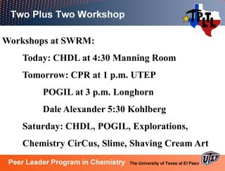 Generating chemistry majors and graduates at utep using plus two pltl | PDF