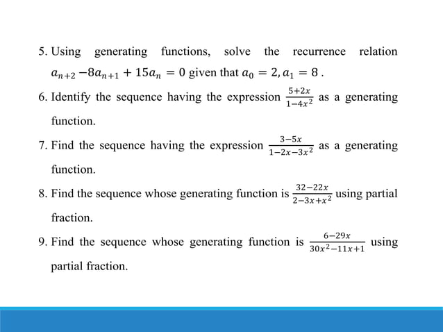 Generating function | PPTX | Programming Languages | Computing