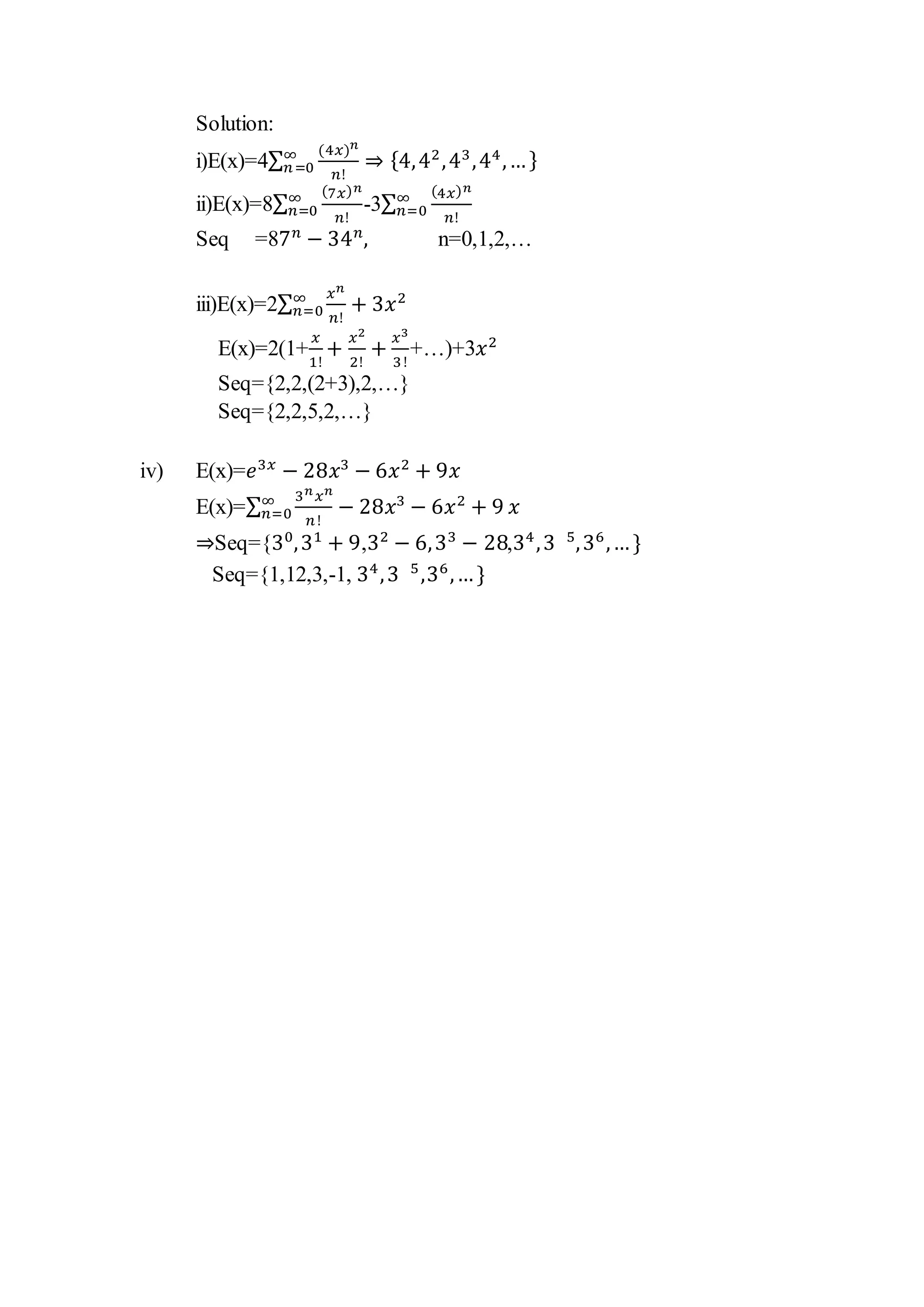 Exponential Generating Function Pdf