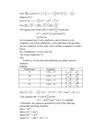 Exponential Generating function | DOCX