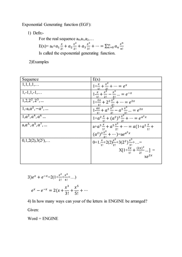 Exponential Generating Function