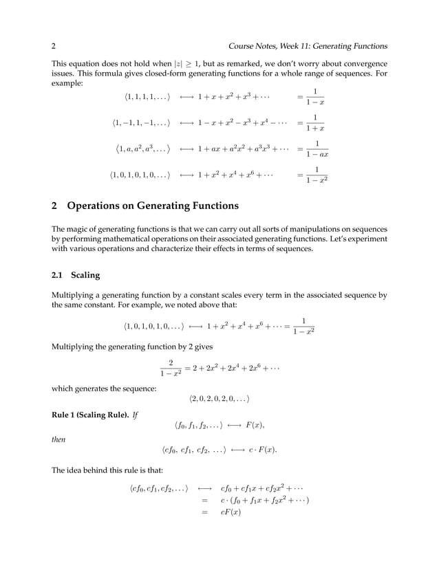 Generating functions (albert r. meyer) | PDF