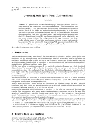 Generating JADE agents from SDL specifications | PDF