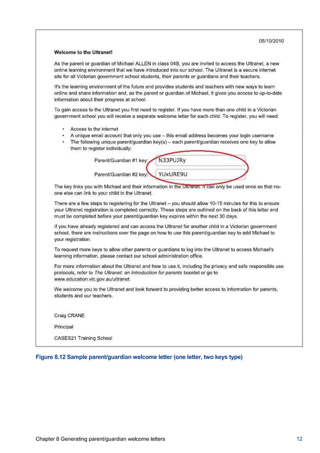 Generating parent guardian welcome letters | PDF
