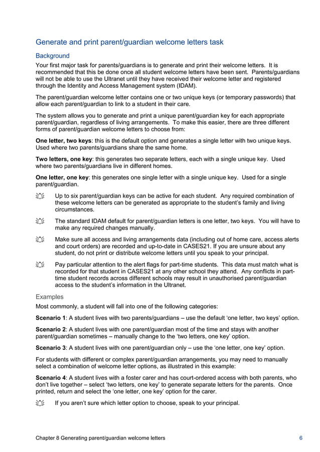 Generating parent guardian welcome letters | PDF