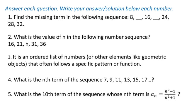 Generating Patterns And Arithmetic Sequencepptx