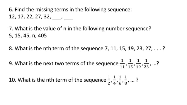 Generating Patterns And Arithmetic Sequencepptx