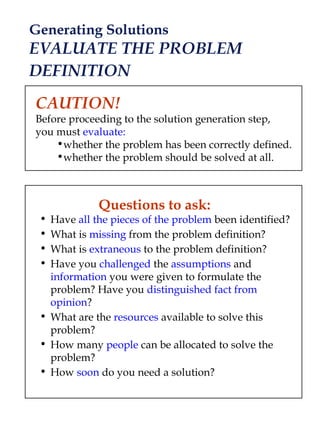 Generating solutions and brainstorming | PPT