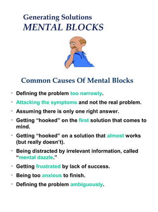 Generating solutions and brainstorming | PPT