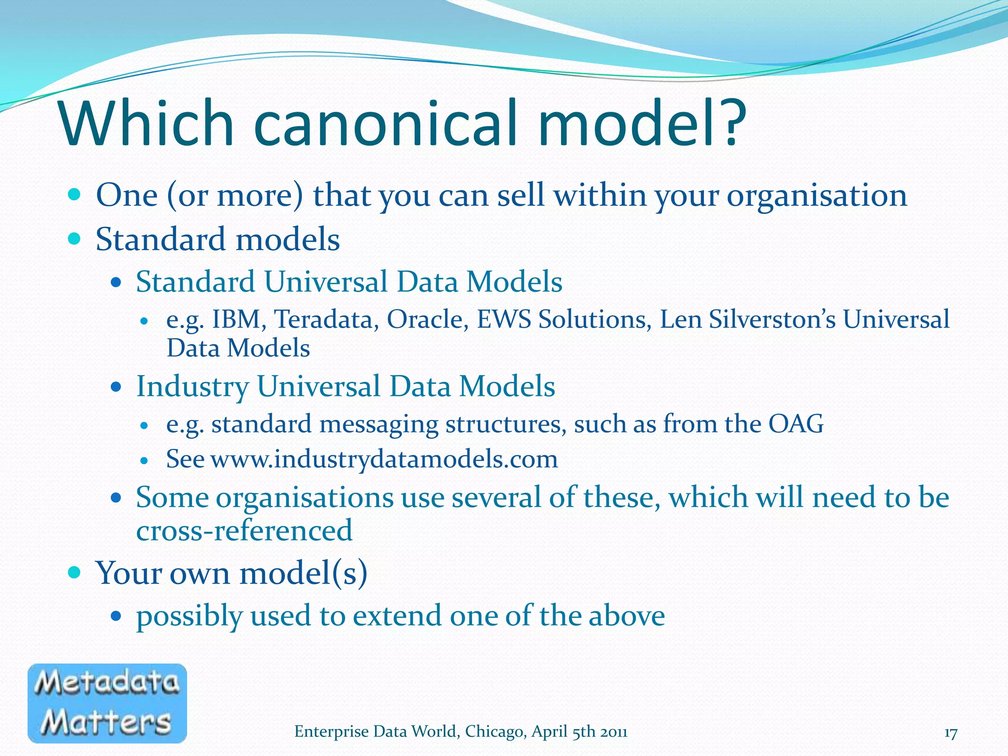 Generating XML schemas from a Logical Data Model (EDW 2011) | PPT Generating XML schemas from a Logical Data Model (EDW 2011) | PPT