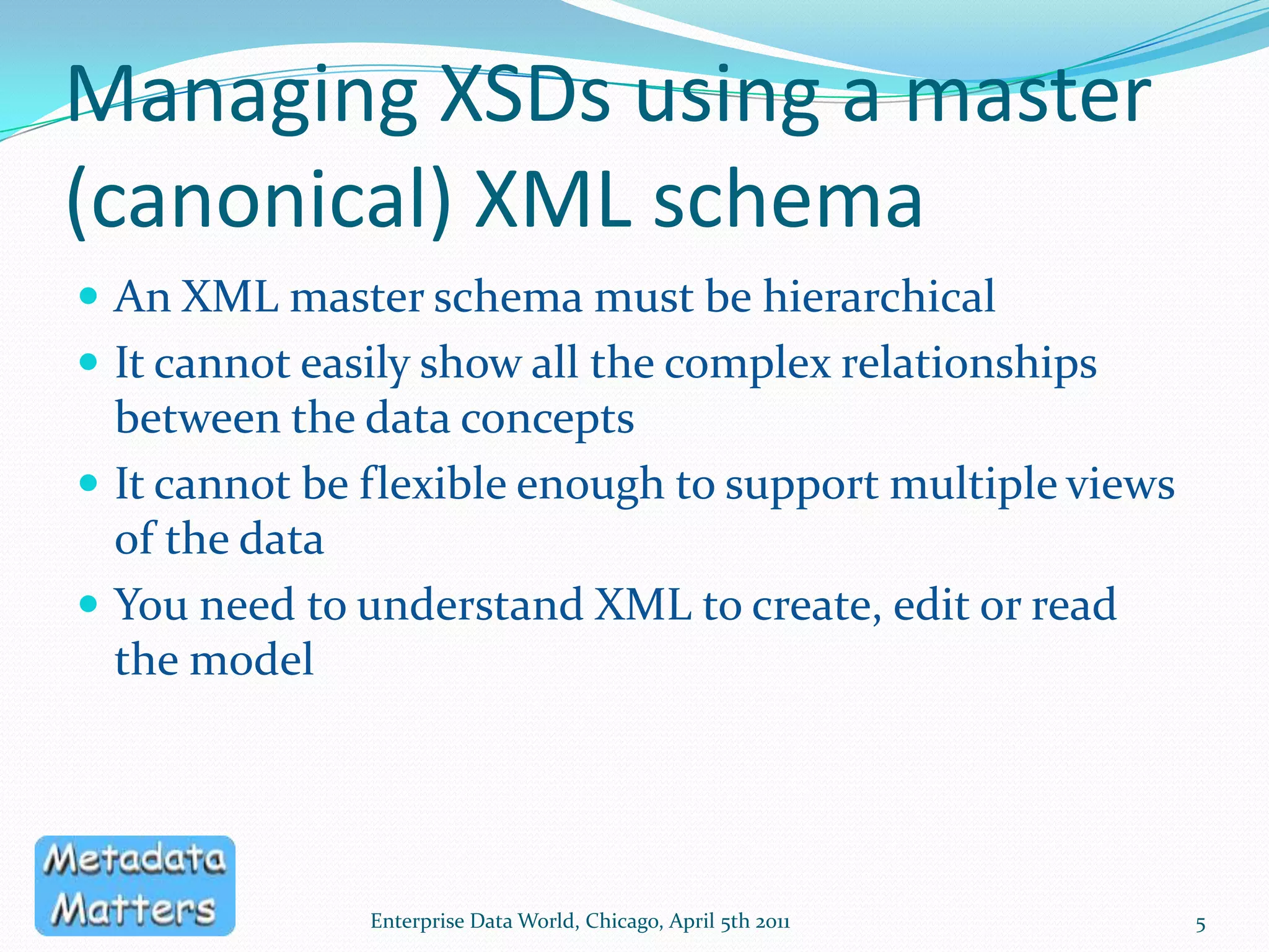 Generating XML schemas from a Logical Data Model (EDW 2011) | PPT Generating XML schemas from a Logical Data Model (EDW 2011) | PPT