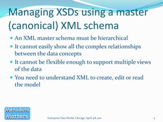 Generating XML schemas from a Logical Data Model (EDW 2011) | PPSX