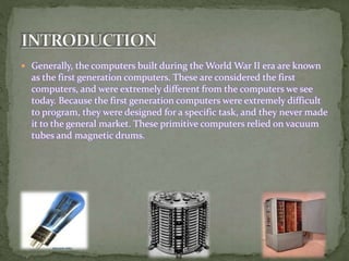 1st Generation Computers | PPTX