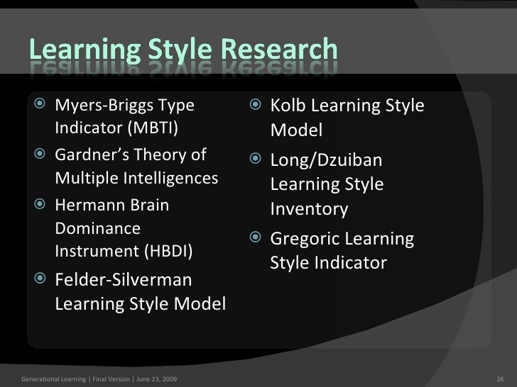 Generational Learning Styles