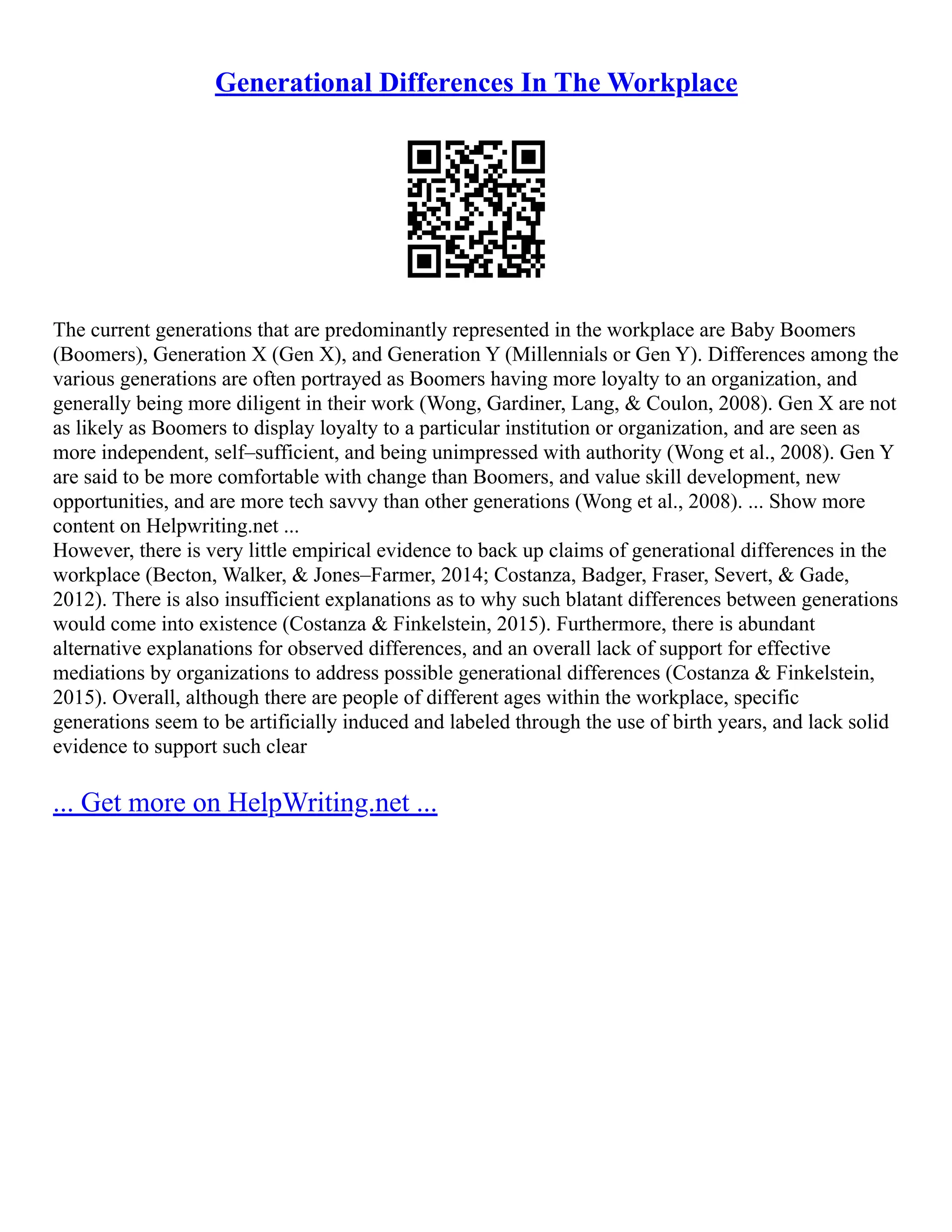 Generational Differences | PDF