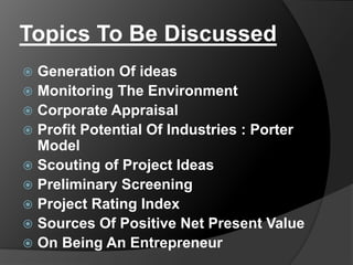 Generation and Screening of Project Ideas | PPTX