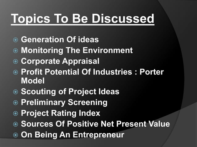 Generation and Screening of Project Ideas | PPTX | Business Accounting ...